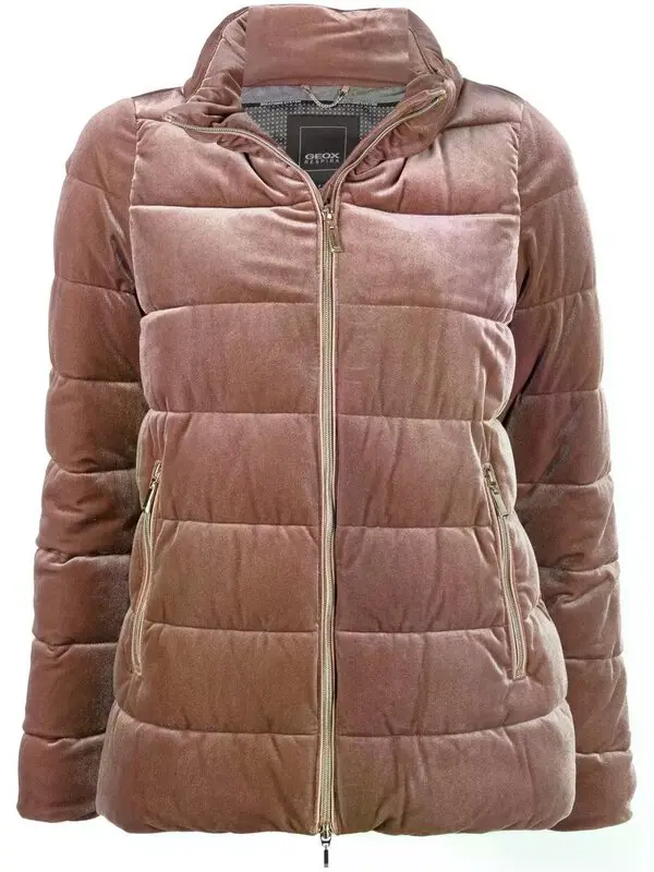 Geox Velvet-effect Puffer Jacket - Pink