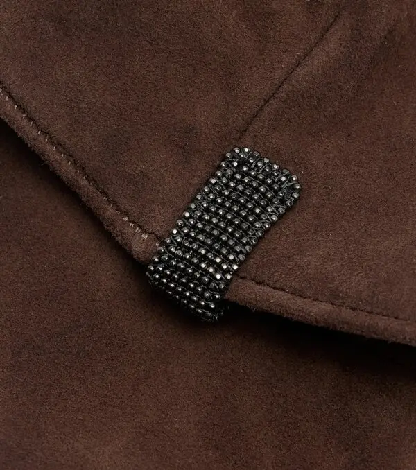 Brunello Cucinelli Monili Suede Gloves - Brown