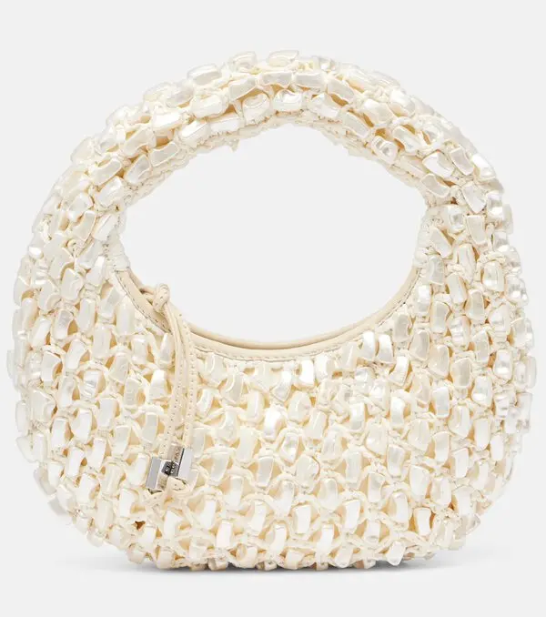 Staud Reef Crochet Embellished Shoulder Bag - White