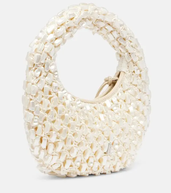 Staud Reef Crochet Embellished Shoulder Bag - White