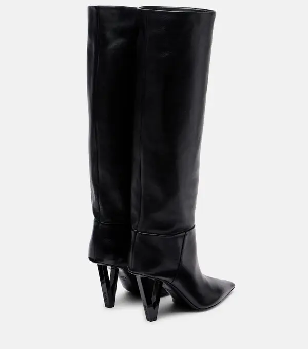 Versace 85 Leather Knee-high Boots