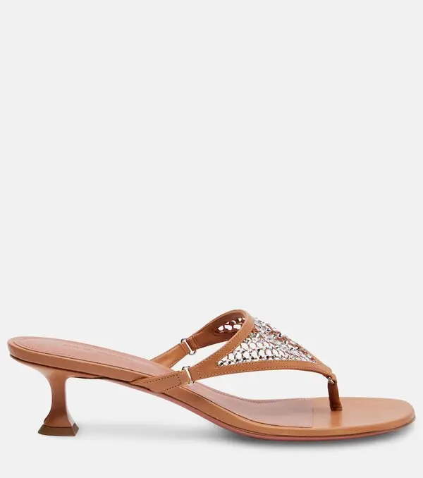 Amina Muaddi Cameron Embellished Thong Sandals