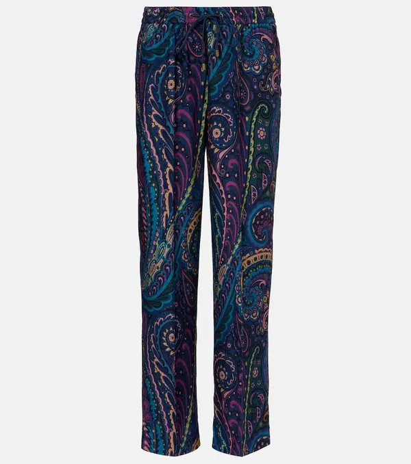 Etro Printed Straight Leg Trousers - Multicoloured