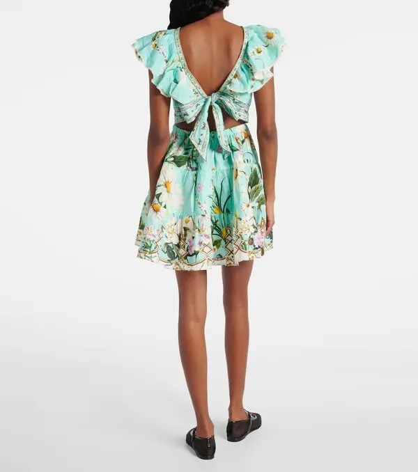 Camilla Embellished Linen Mini Dress