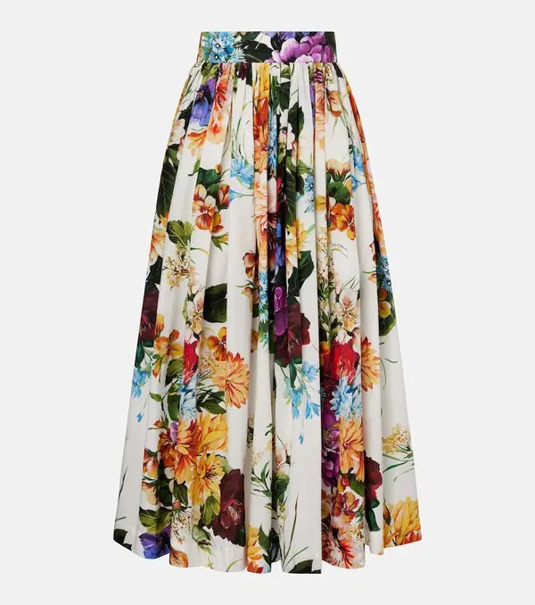 Dolce & Gabbana Floral Gathered Cotton Maxi Skirt