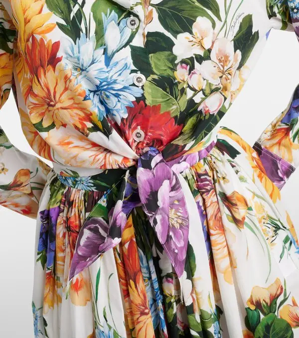 Dolce & Gabbana Floral Gathered Cotton Maxi Skirt