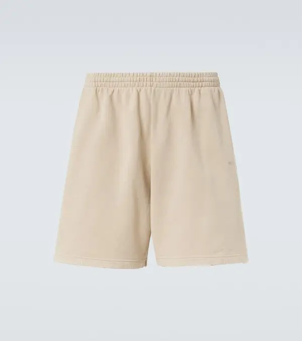 Balenciaga Distressed Logo Cotton Shorts
