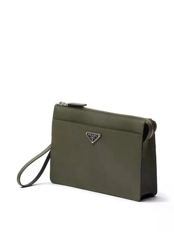 Prada Saffiano Leather Pouch With Wrist Strap