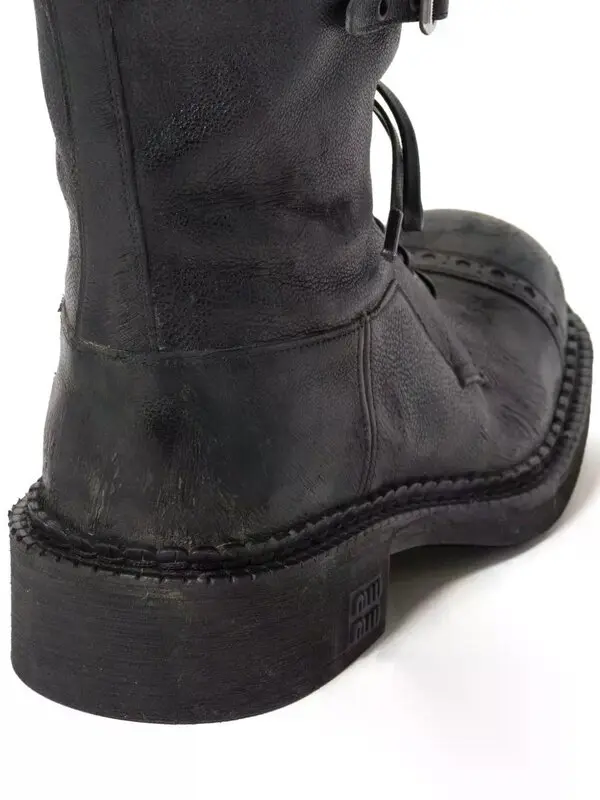 Miu Miu Multi-buckle Calf-length Leather Boots - Black