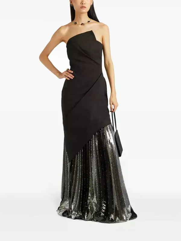 GENNY Wool Strapless Maxi Dress With Side Zip
