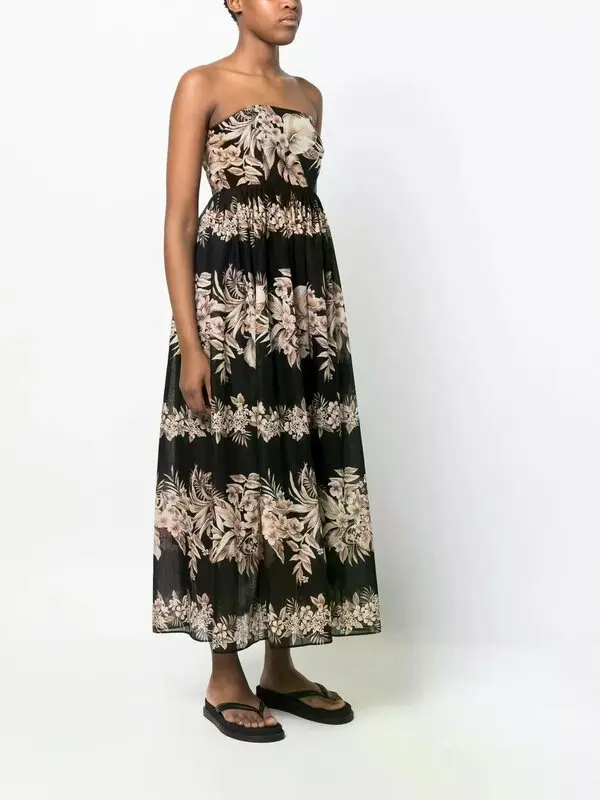 TWINSET Strapless Floral Print Maxi Dress