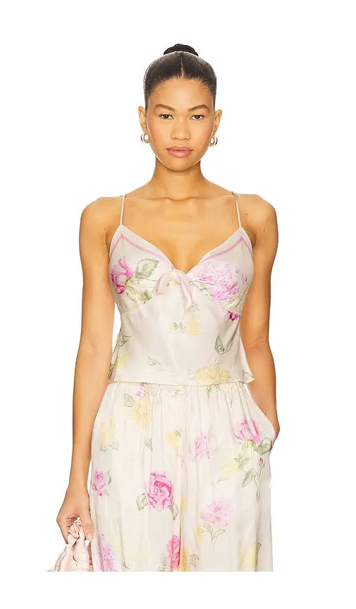 LoveShackFancy Emeraine Floral Print Wrap Top - Ivory