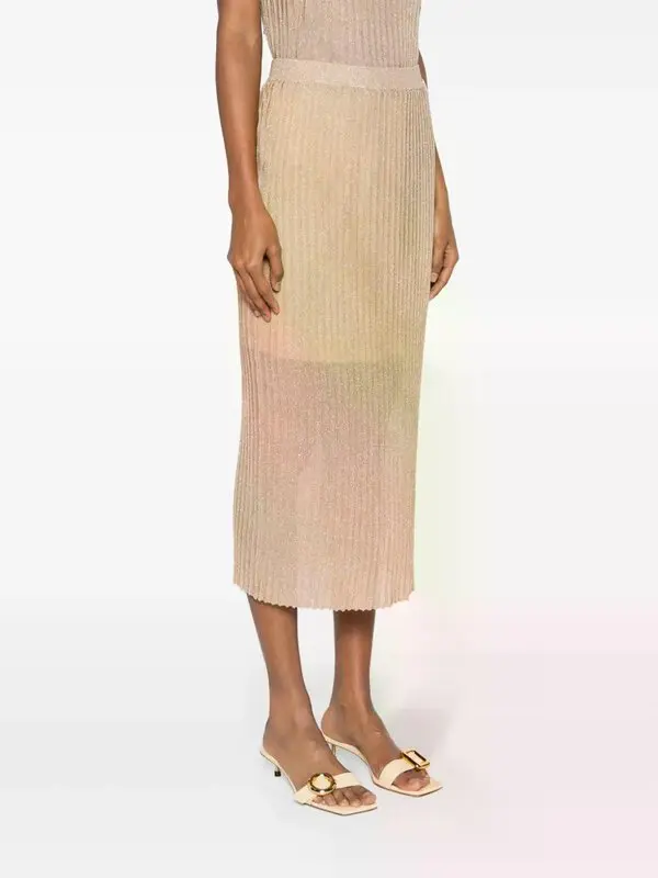 TWINSET High-waisted Plissé Metallic Skirt