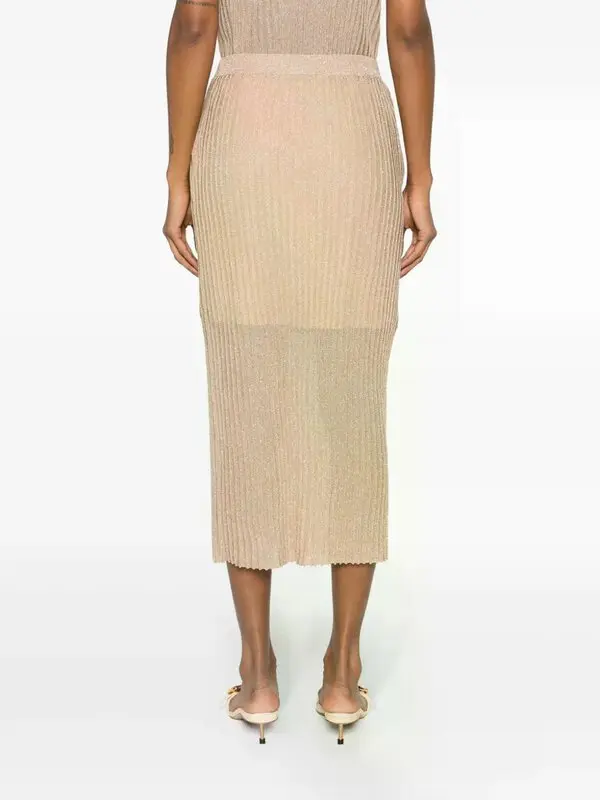 TWINSET High-waisted Plissé Metallic Skirt