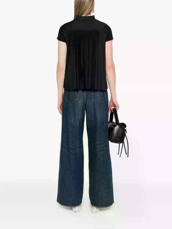 Sacai Knife-pleats Crew-neck T-shirt - Black