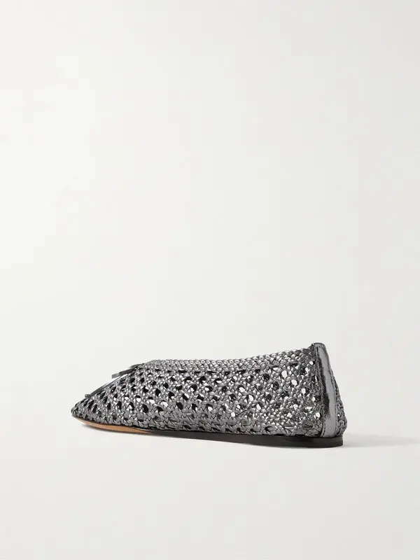 Le Monde Beryl Regency Woven Metallic Leather Ballet Flats - Silver