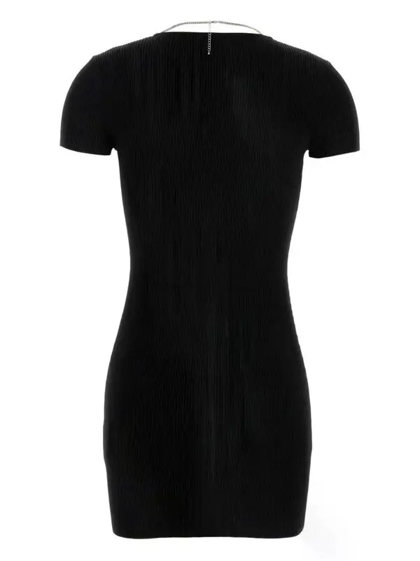 Alexander Wang Ribbed V-neck Short-sleeve Dress With Chain Detail