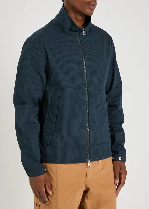 Moncler Dauno Seersucker Zip-up Shirt Jacket