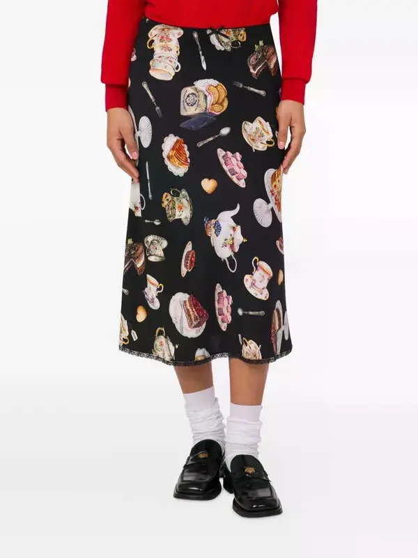 Moschino Dessert Print Midi Skirt