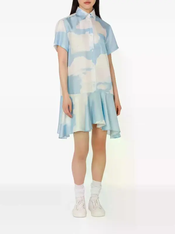 Moschino Archive Clouds Print Shirt Mini Dress - Blue