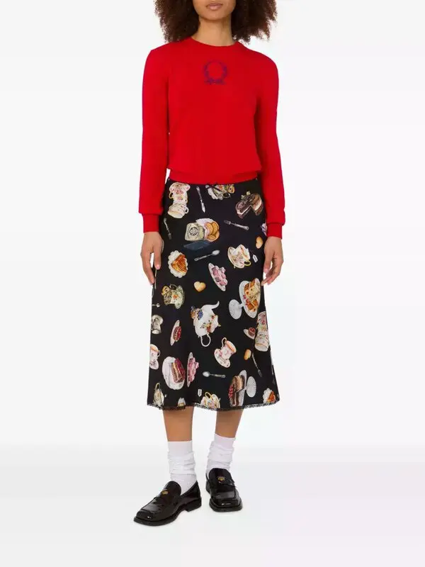 Moschino Laurel Wreath Embellished Crew Neck Sweater - Red