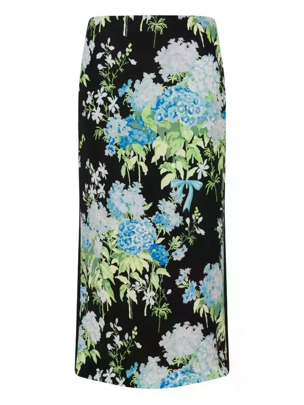 Moschino Floral Print Midi Skirt - Black