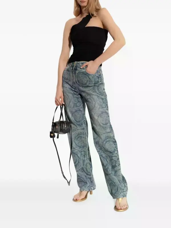 Versace Asymmetrical One-shoulder Cropped Top