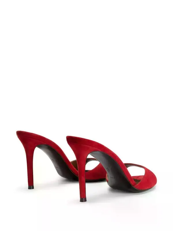 GIUSEPPE ZANOTTI Suede Pointed Toe Stiletto Mules - Red