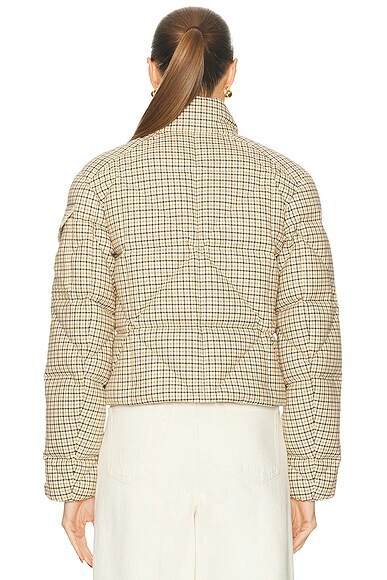 Moncler Keros Cropped Puffer Jacket With Plaid Pattern