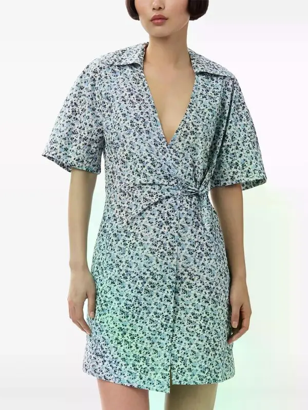 GANNI Floral Print Wrap Minidress