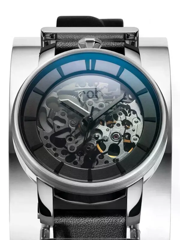 FOB PARIS Mechanical Skeleton Dial Strap Watch - Silver