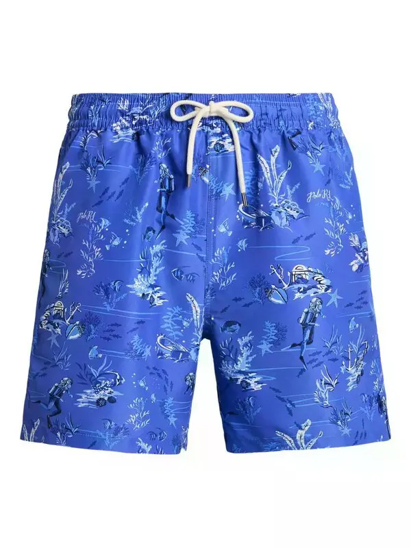 Polo Ralph Lauren Graphic-print Swim Shorts - Blue