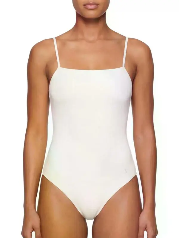 JIL SANDER Logo Embroidered Swimsuit - Neutrals