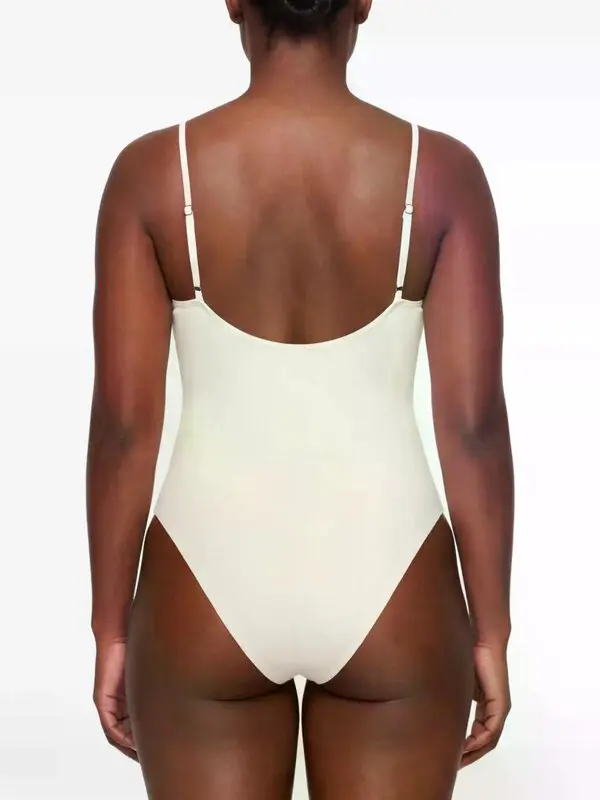 JIL SANDER Logo Embroidered Swimsuit - Neutrals