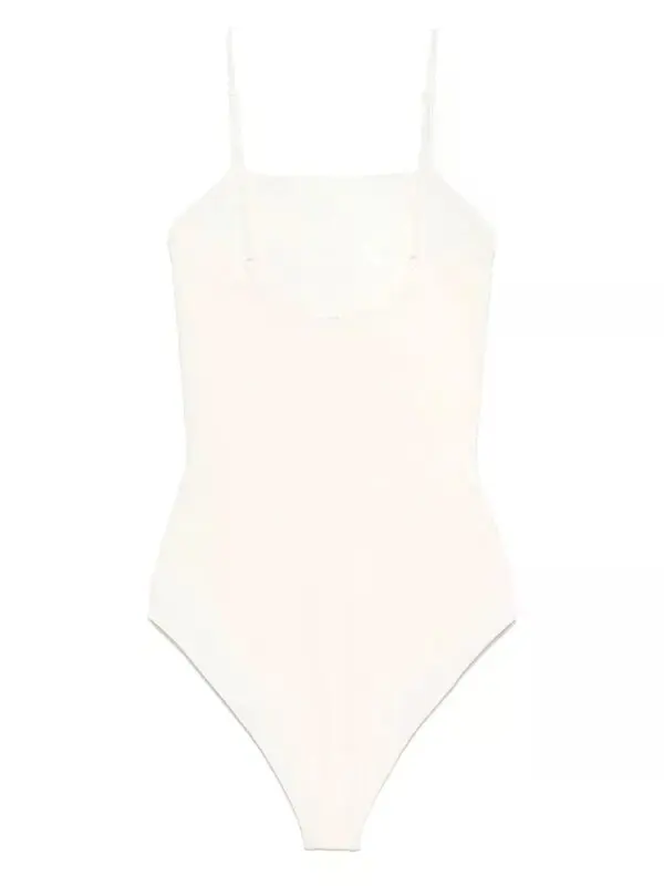 JIL SANDER Logo Embroidered Swimsuit - Neutrals