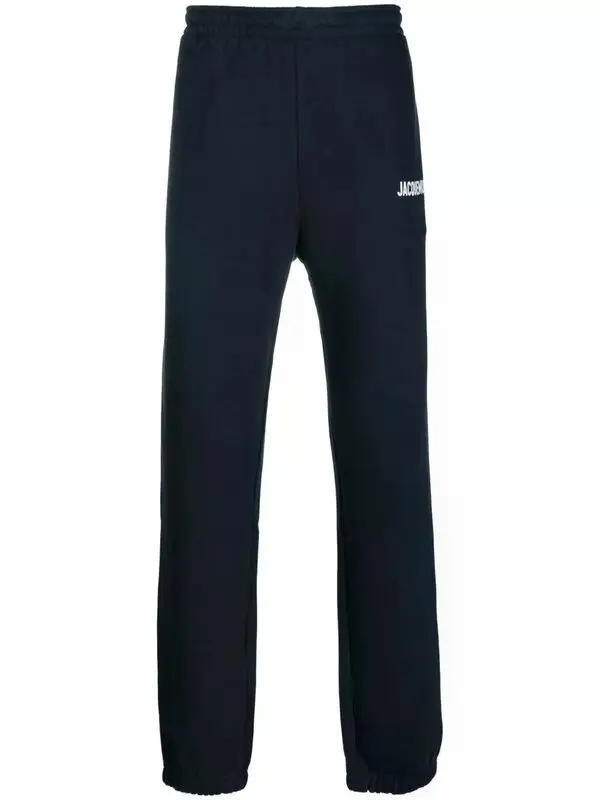 Jacquemus Organic Cotton Track Pants With Logo Detail - Blue
