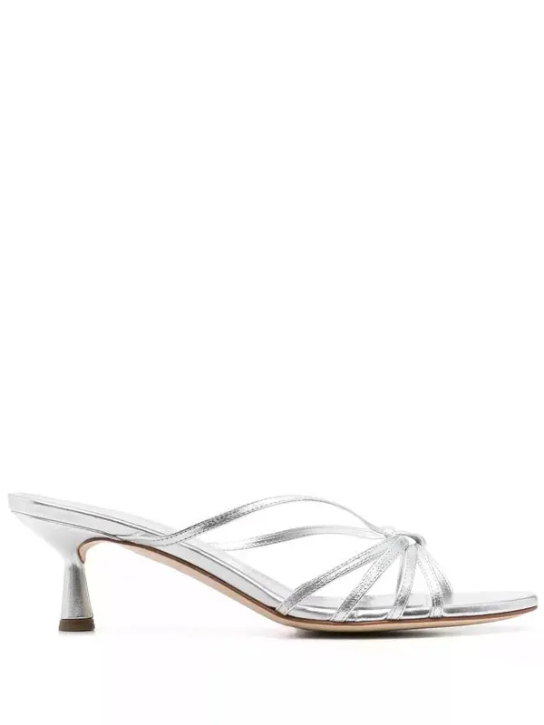 AeydĒ Abby Leather Heeled Sandals - Silver
