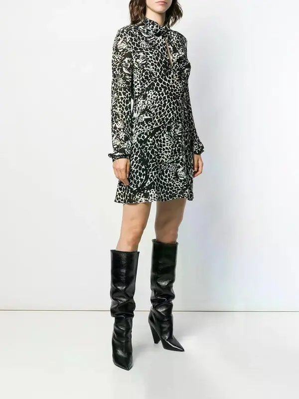 Saint Laurent Graphic Print Silk Shirt Dress