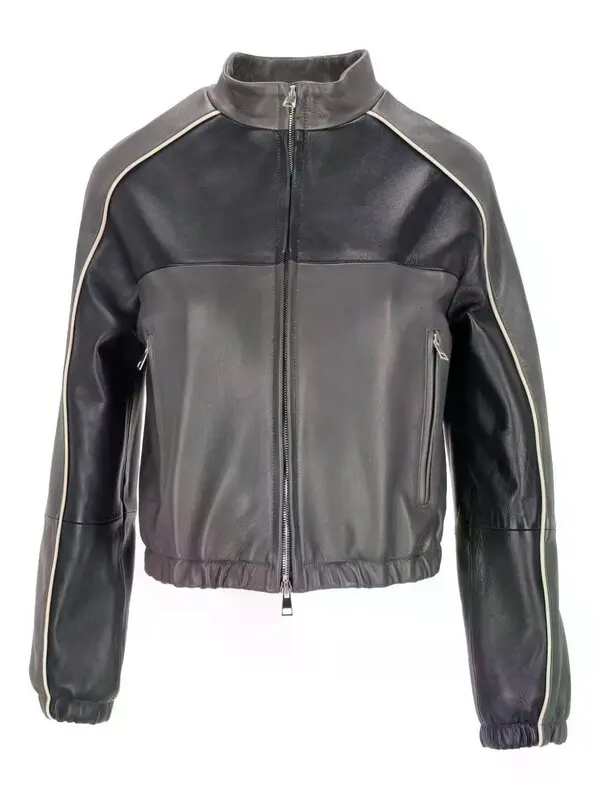 LA ROSE Two-tone Leather Bomber Jacket - Grey