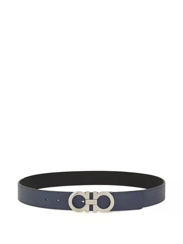 FERRAGAMO Reversible Leather Belt With Silver-tone Buckle
