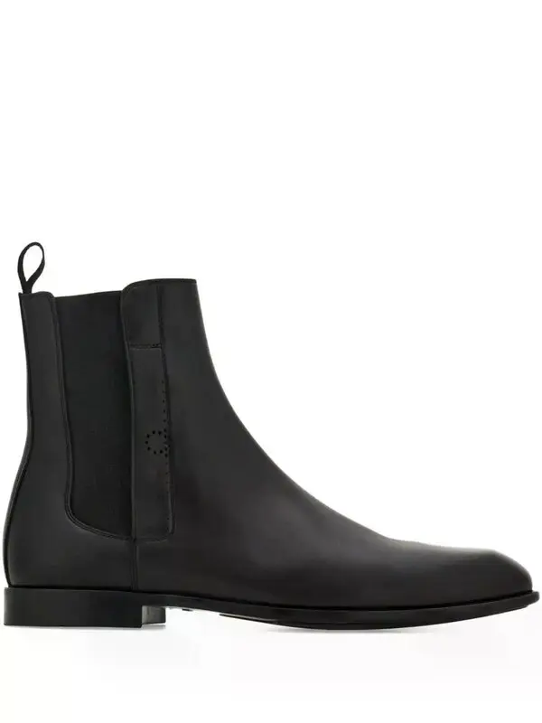 FERRAGAMO Round-toe Leather Chelsea Boots - Black
