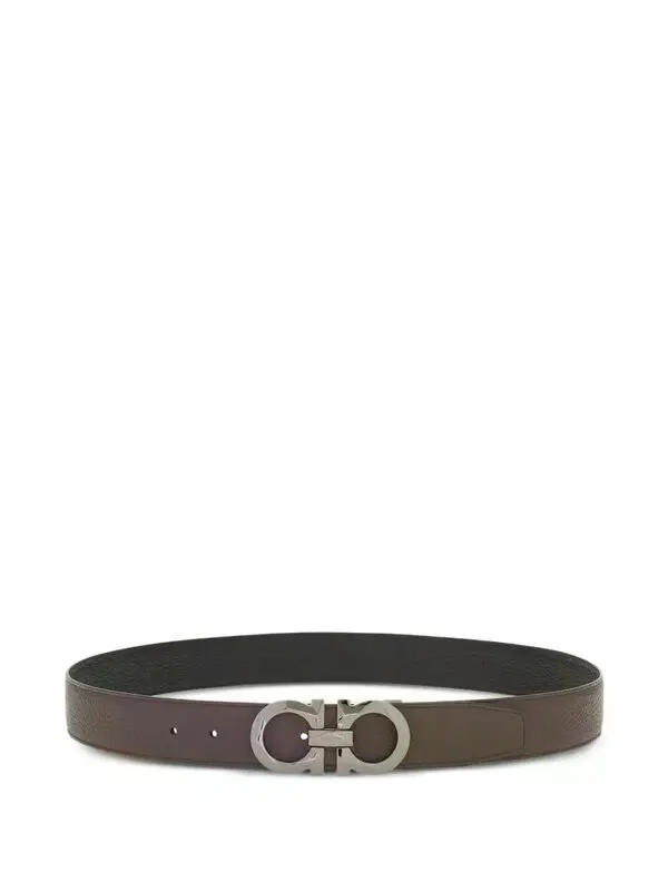 FERRAGAMO Reversible Leather Belt With Silver-tone Buckle