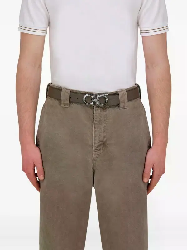 FERRAGAMO Reversible Leather Belt With Silver-tone Buckle