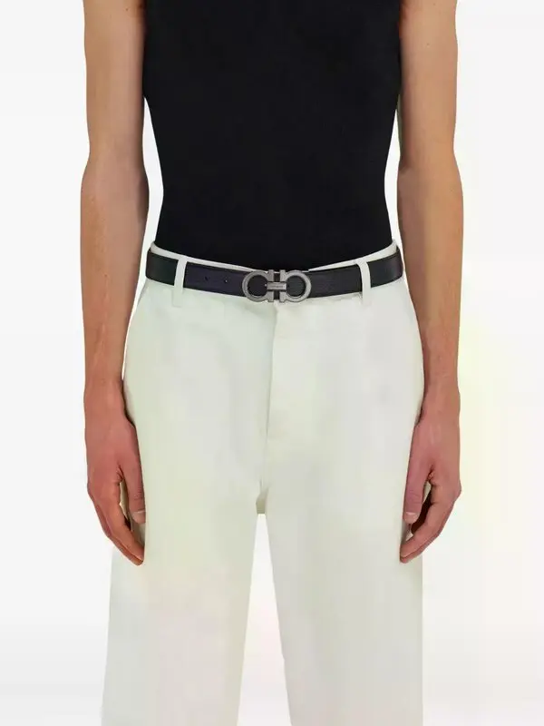 FERRAGAMO Reversible Leather Belt - Black