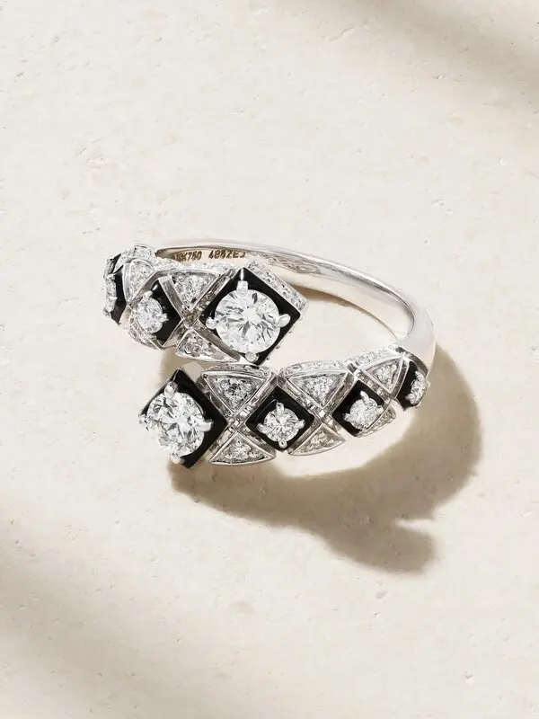 KAMYEN Infinity 18-karat White Gold, Diamond And Enamel Ring - Silver