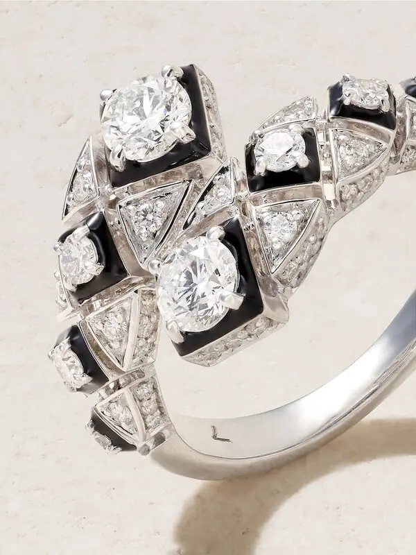 KAMYEN Infinity 18-karat White Gold, Diamond And Enamel Ring