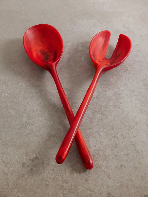 Dinosaur Designs Stone Swirled Resin Servers - Red