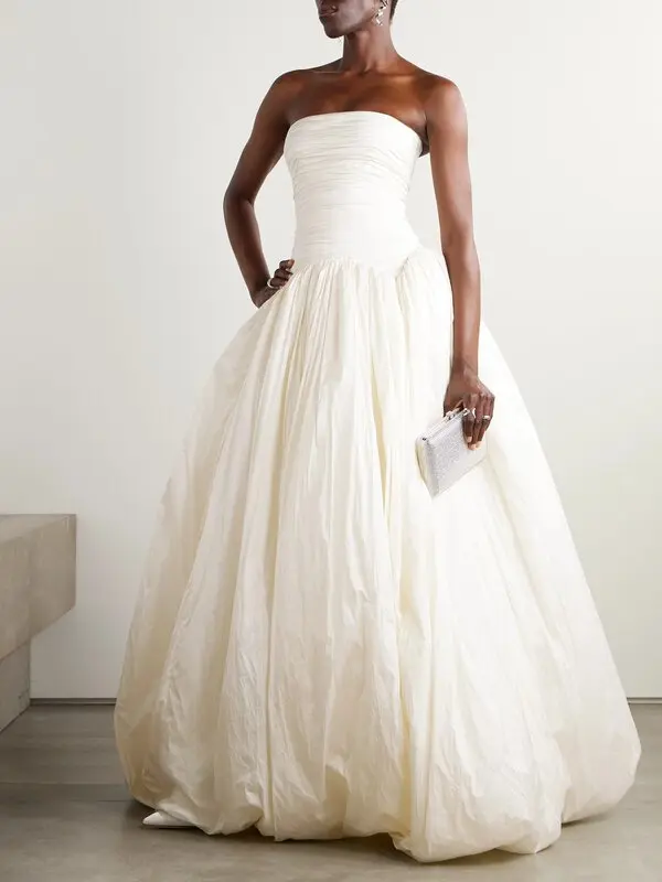 DANIELLE FRANKEL Strapless Taffeta Gown