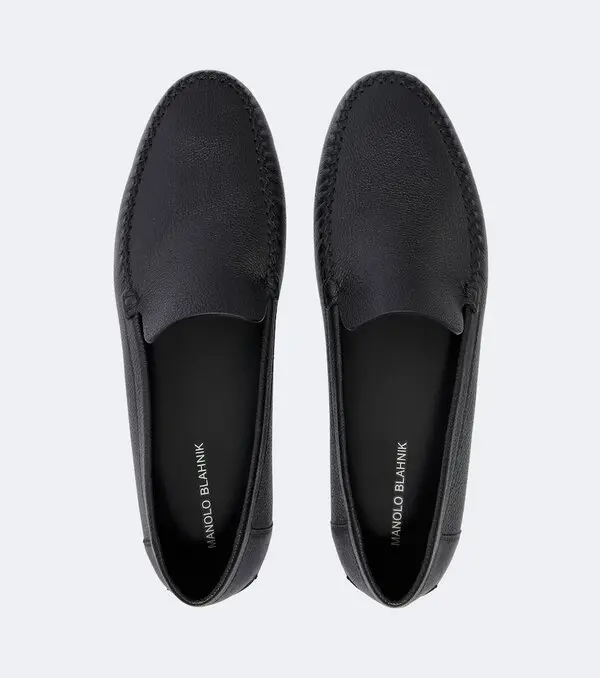 Manolo Blahnik Leather Loafers - Black