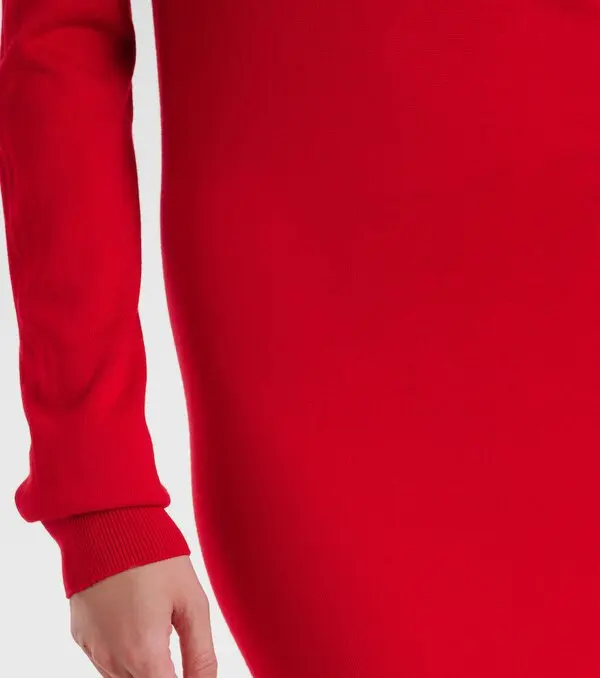Stella McCartney Off-shoulder Maxi Dress In Lipstick Virgin Wool